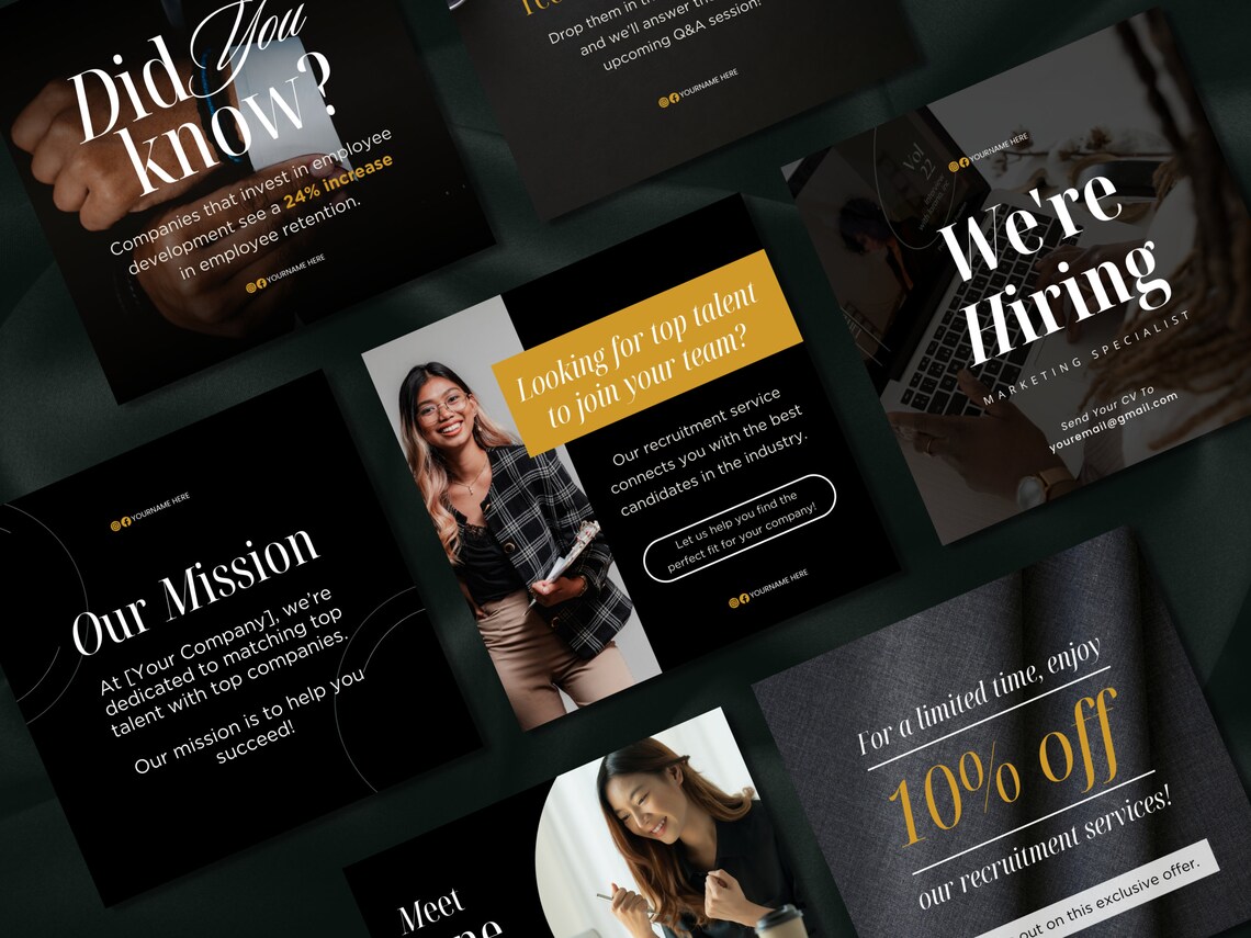 Recruitment Service Elegant Canva Instagram Post Template Recruitment ...