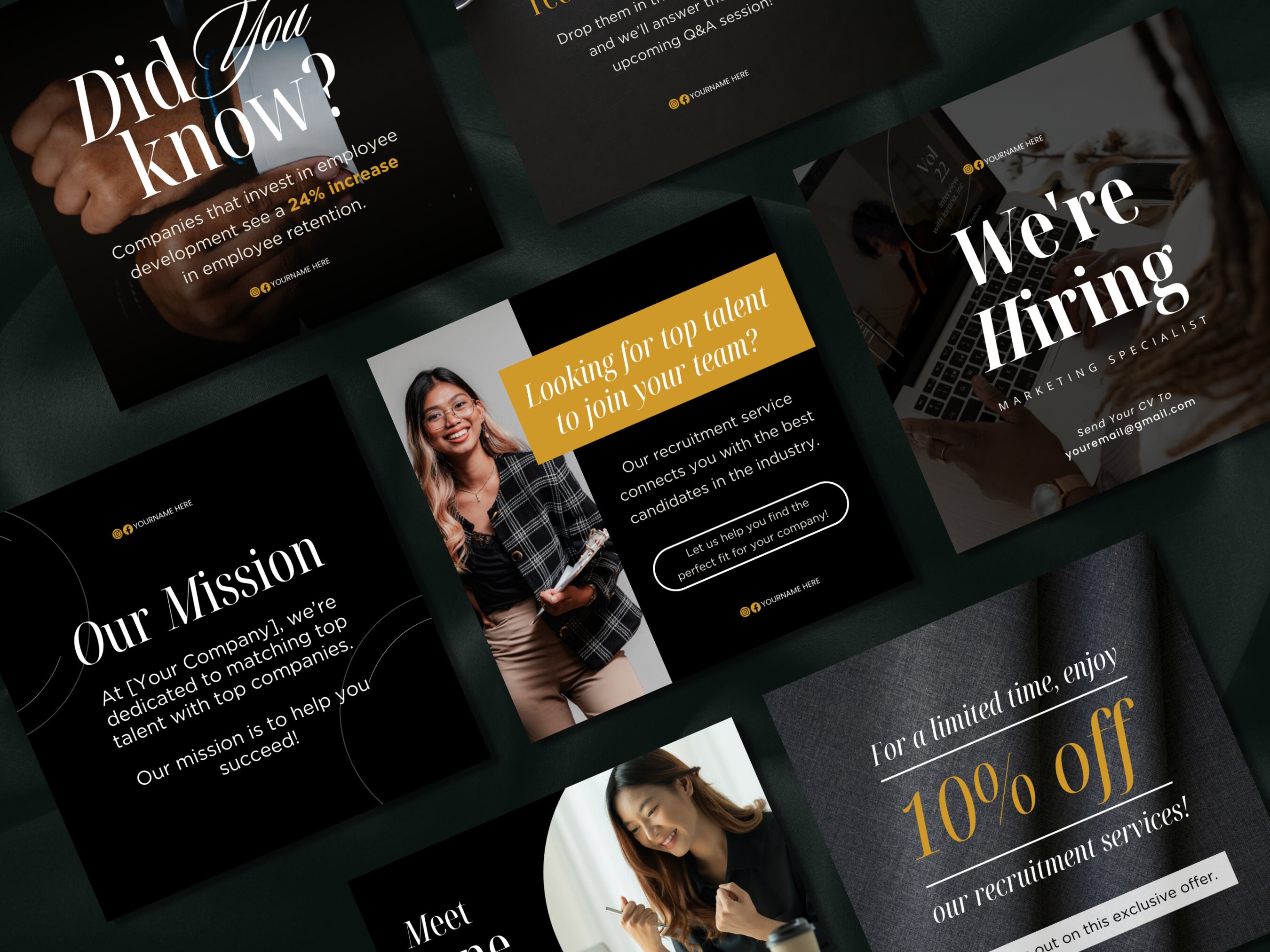 Recruitment Service Elegant Canva Instagram Post Template Recruitment ...