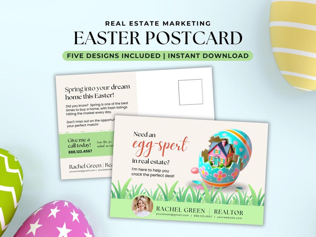 Editable Easter Real Estate Postcard Canva Template, Spring Referral ...