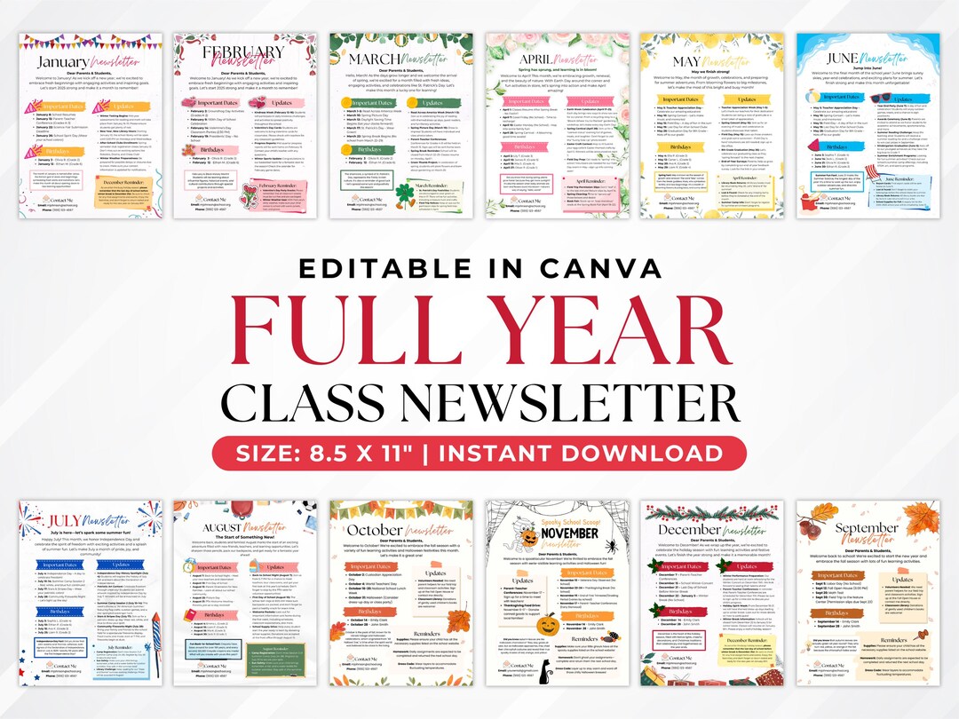 Full Year School Newsletter Templates, Meet the Teacher Newsletter ...