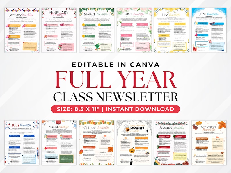 Full Year School Newsletter Templates, Meet the Teacher Newsletter ...