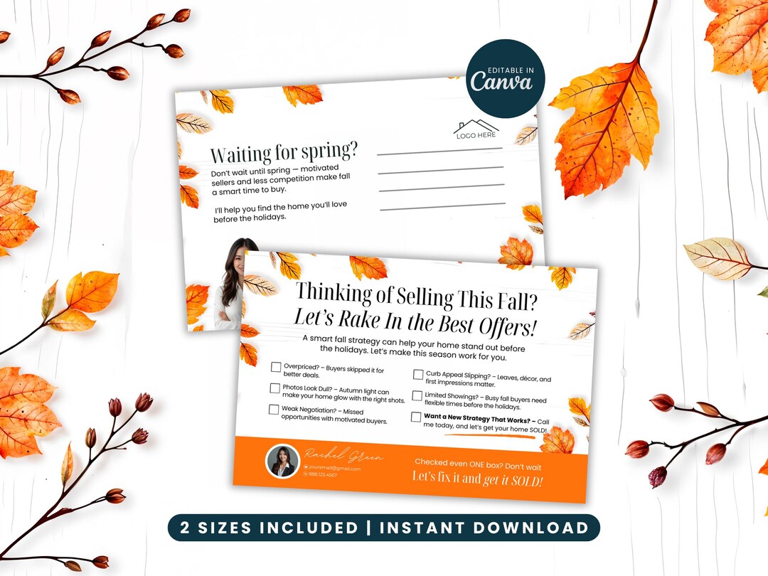 Real Estate Fall Home Maintenance Postcard Template: Realtor Marketing ...
