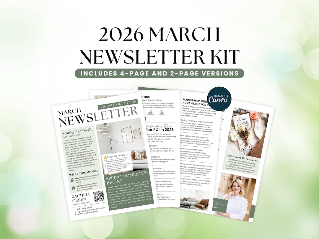March Real Estate Newsletter Template, Spring Market Update Canva ...