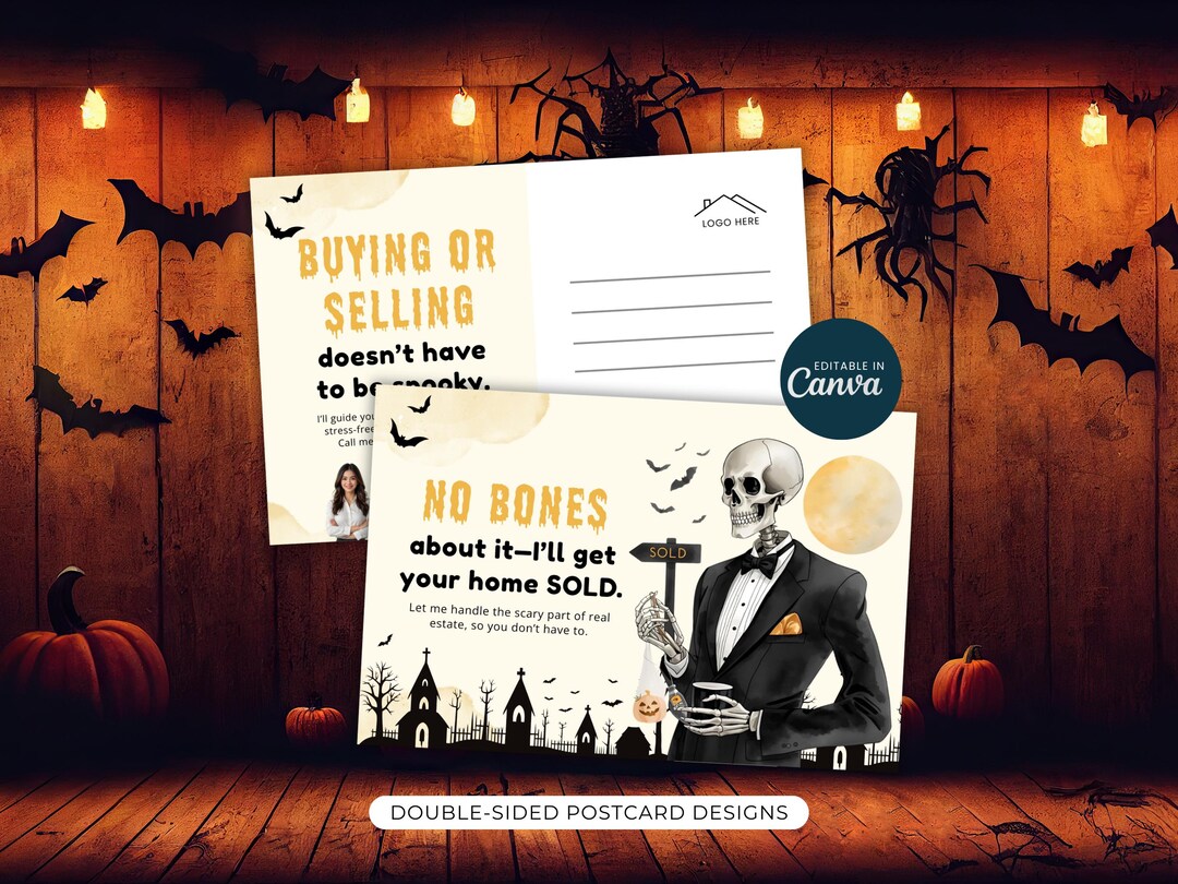 Halloween Real Estate Postcard, Realtor Fall Mailer Marketing, Autumn ...