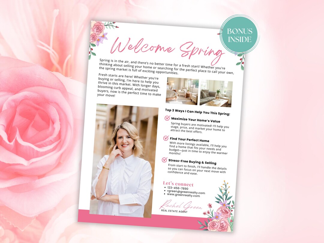 Spring Real Estate Flyer, Editable Canva Realtor Newsletter, March Real ...