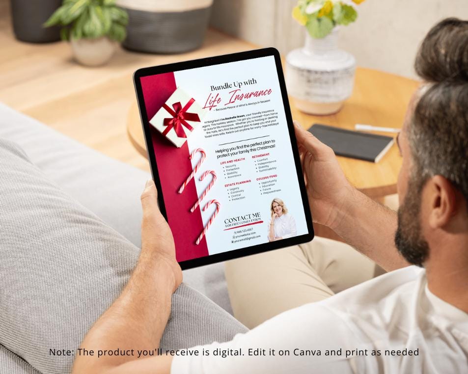 Agent Introduction Christmas Flyer Insurance Template, Canva Insurance ...