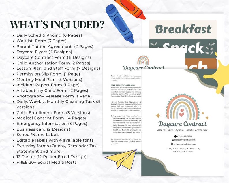 Home Daycare Starter Kit Bundle, Parent Handbook, Contracts, Flyers ...