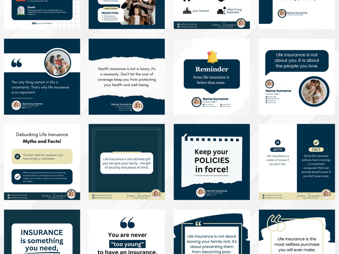 Canva Template for Insurance Agent Social Media Marketing Life ...