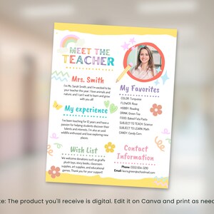 Meet the Teacher Canva Template Pastel Color Theme All About Me Bio ...