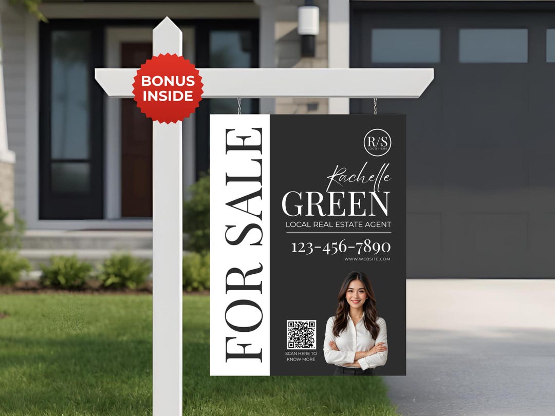 Real Estate Yard Sign Template, Modern for Sale Sign, Editable Canva ...
