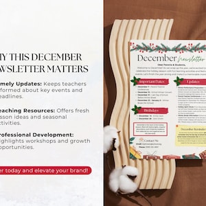December School Newsletter Template for Daycare Christmas Theme ...