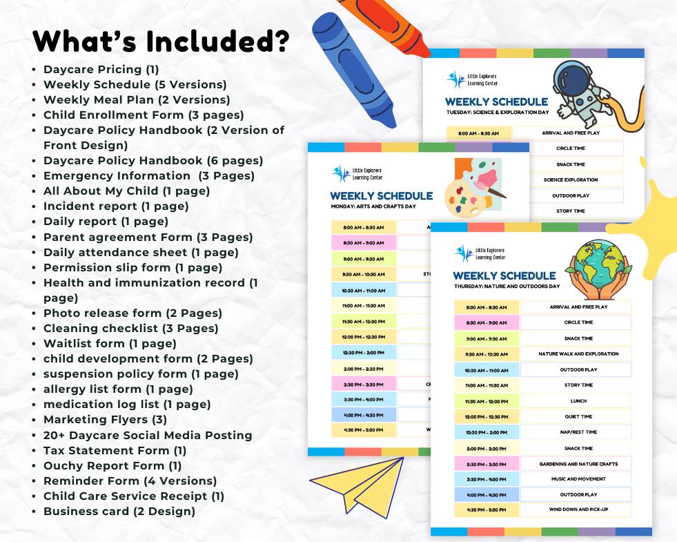 Editable Home Daycare Starter Kit Forms Childcare Contract and ...