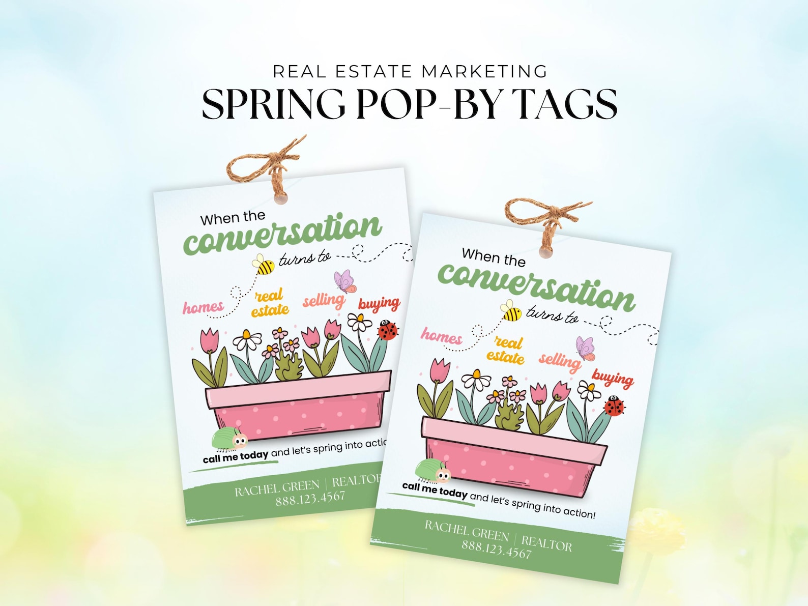 Editable Spring Pop by Tag and Gift Tag for Real Estate Agents, Flower ...
