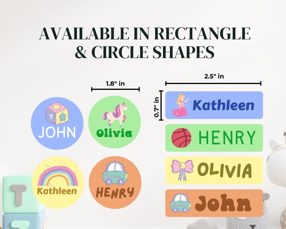 Pastel Color School Name Labels for School Supplies, Back to School ...