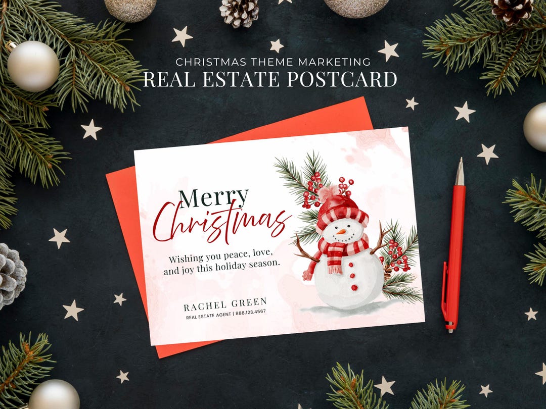 Realtor Christmas Postcards Templates for Realtors, Winter Mailers ...