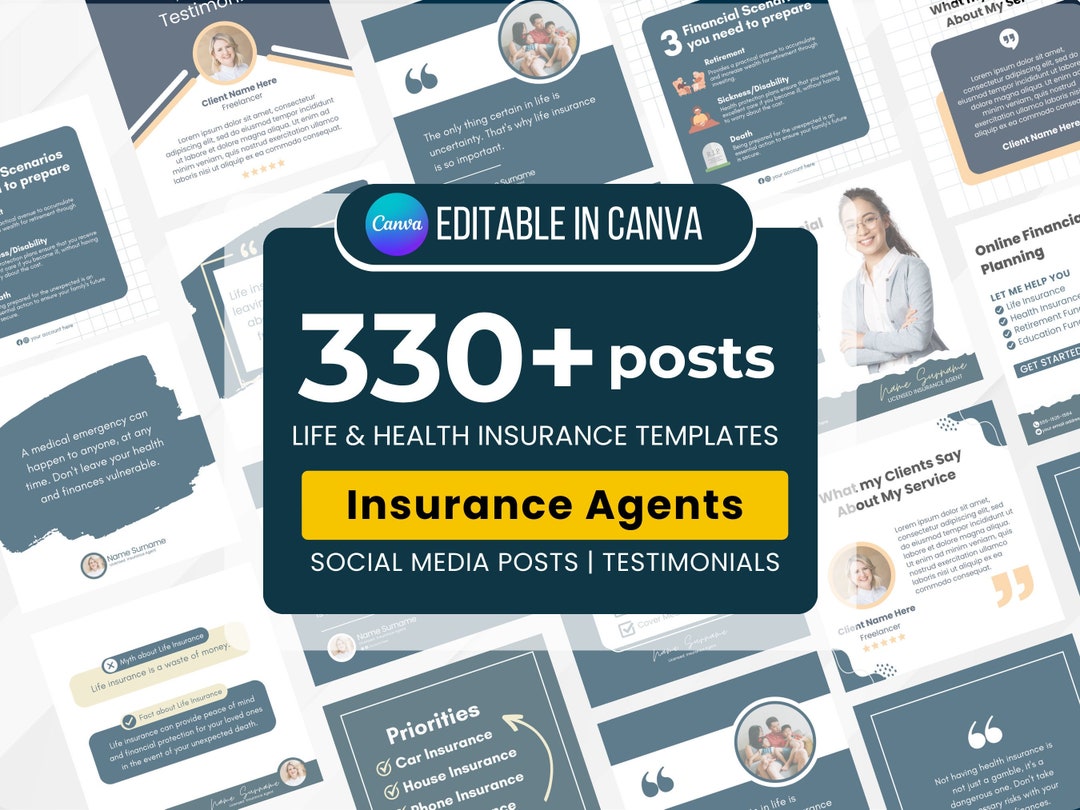 330 Canva Template for Insurance Agent, Social Media Marketing Life ...