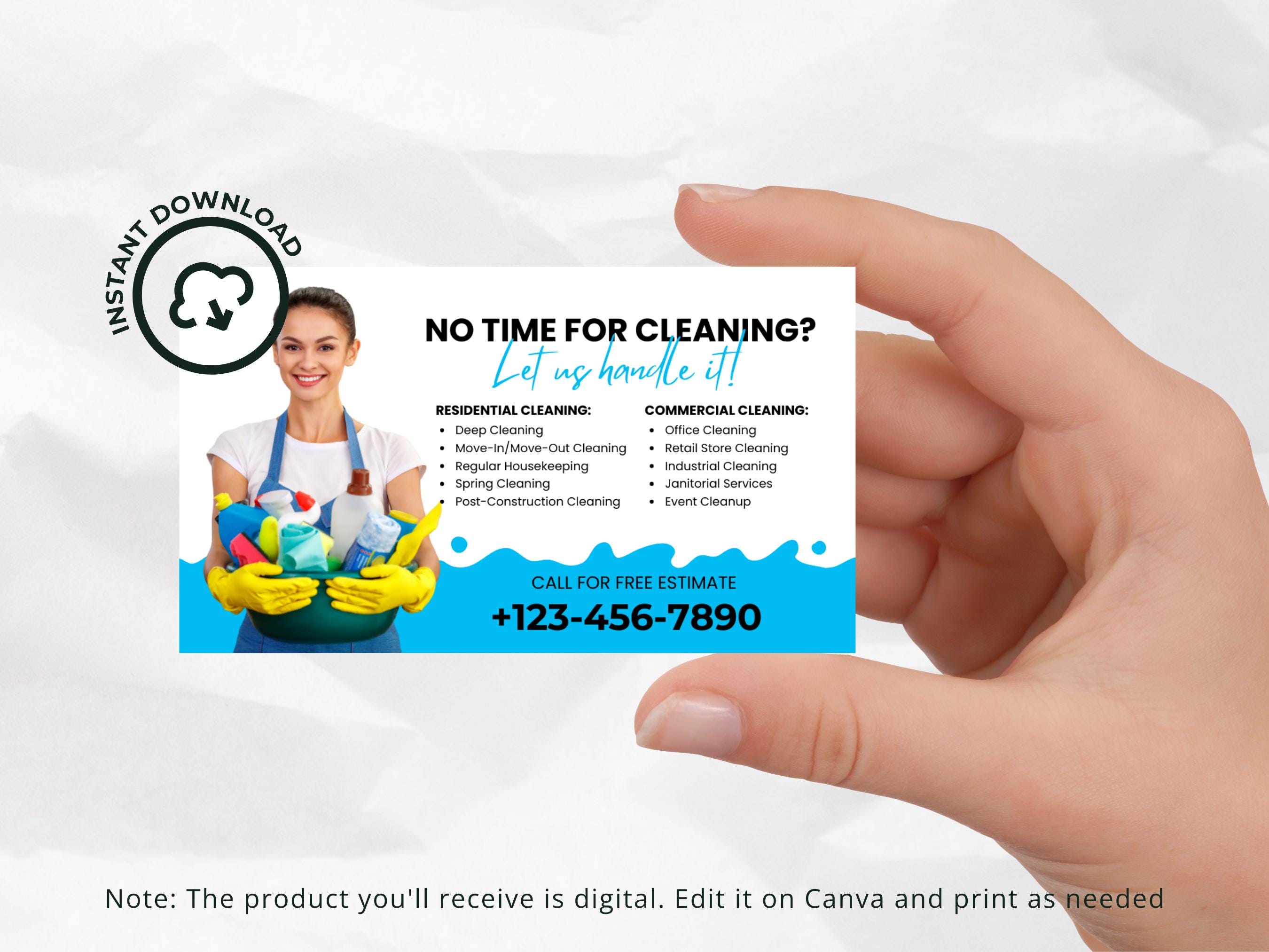 Professional Commercial Cleaning Business Card Template, Modern ...