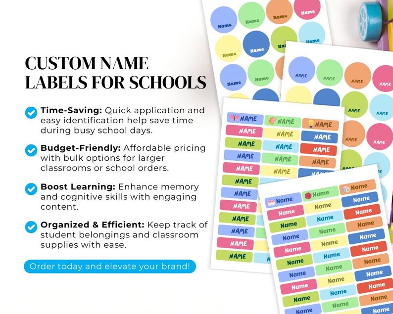 Pastel Color School Name Labels for School Supplies, Back to School ...