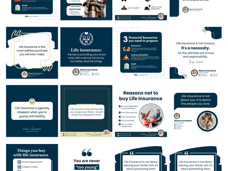 Canva Template for Insurance Agent Social Media Marketing Life ...
