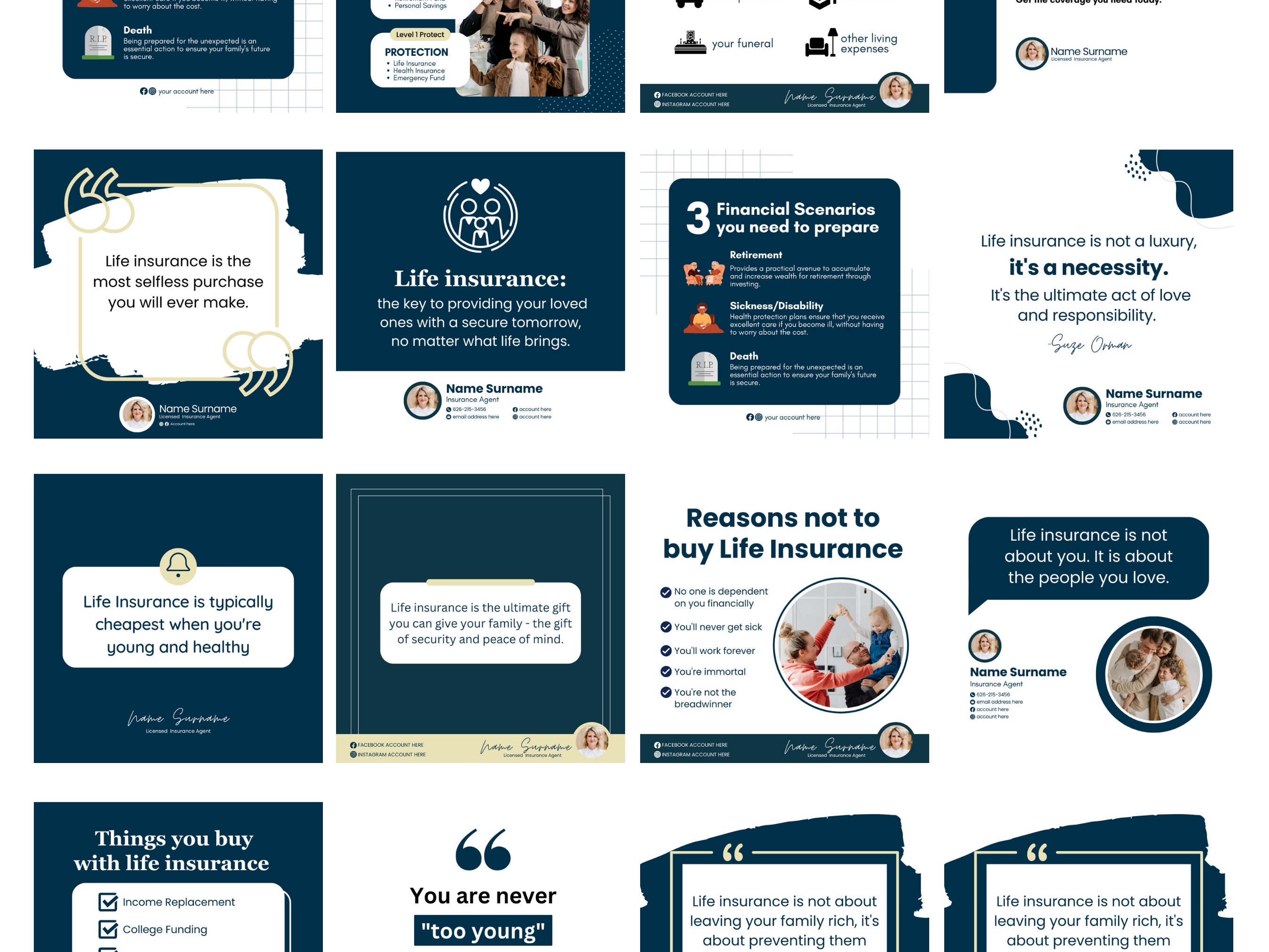 Canva Template for Insurance Agent Social Media Marketing Life ...