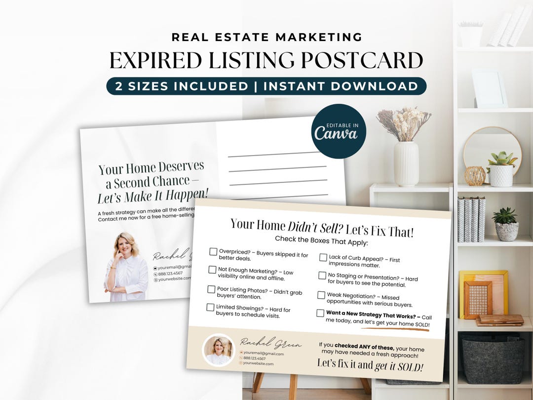 Expired Listing Postcard, Real Estate Marketing Mailer, Prospecting ...