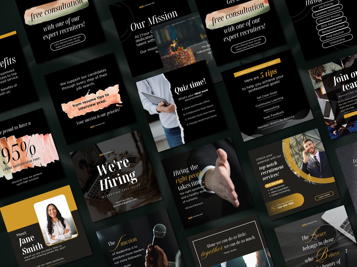 Recruitment Service Elegant Canva Instagram Post Template Recruitment ...