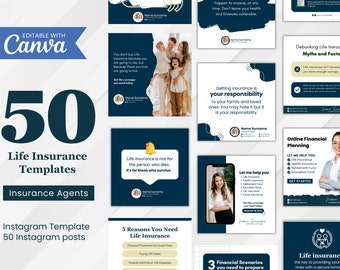 Canva Template for Insurance Agent Social Media Marketing Life - Etsy