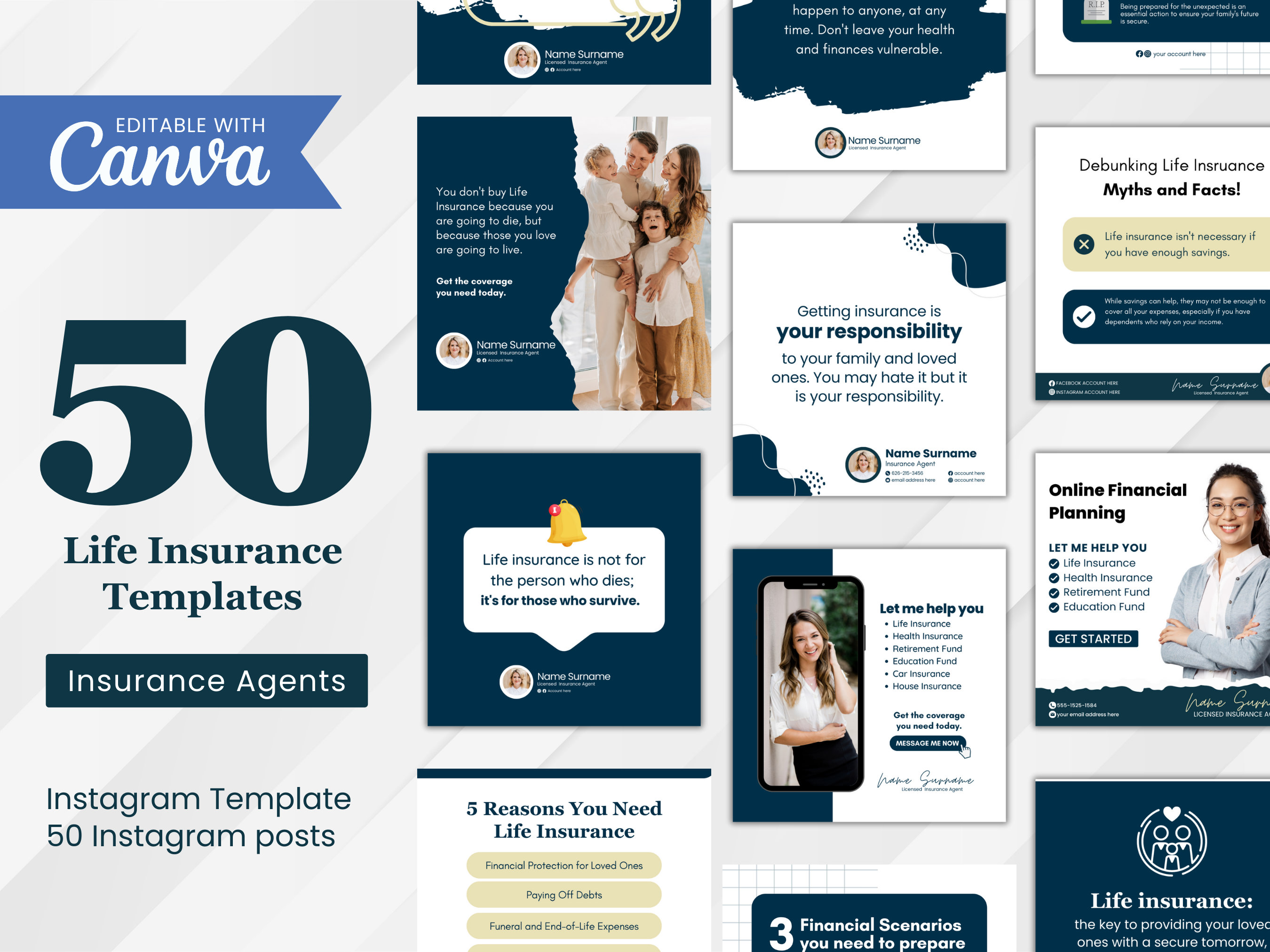 Social Media Marketing for Insurance Agent Life Insurance Canva ...