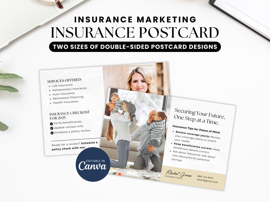 Life Insurance Agent Marketing Postcard Templates, Insurance Broker ...