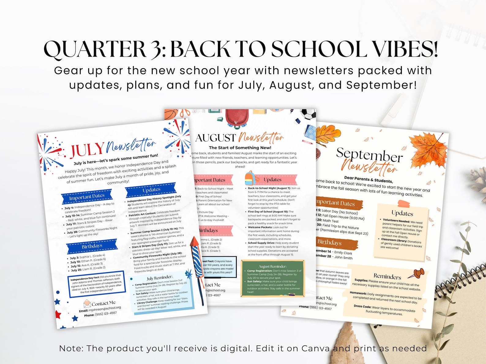 Full Year School Newsletter Templates, Meet the Teacher Newsletter ...