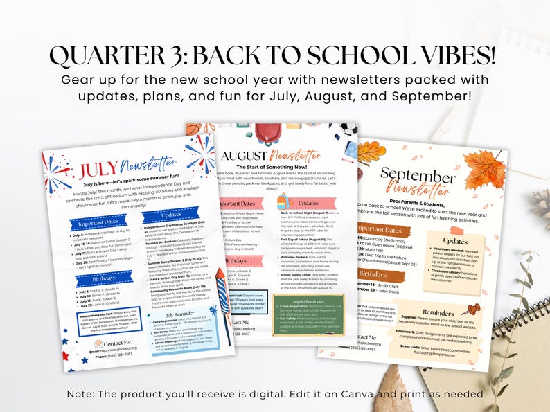 Full Year School Newsletter Templates, Meet the Teacher Newsletter ...