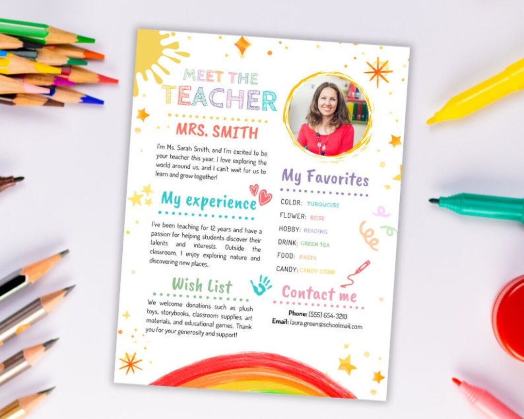 Meet the Preschool Teacher Canva Template Back to School Flyer, Welcome ...