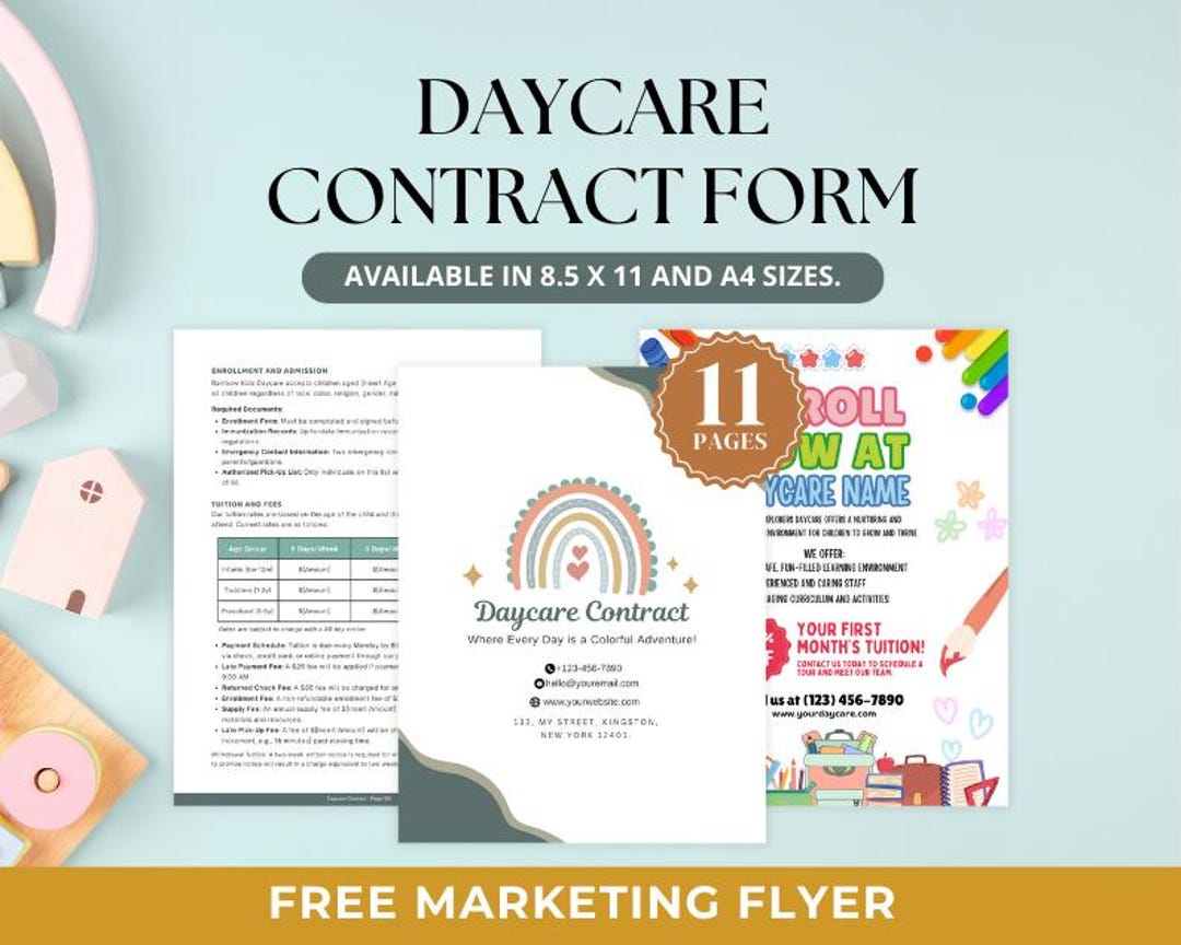 Daycare Parents Handbook, Childcare Contract Agreement, Policies ...