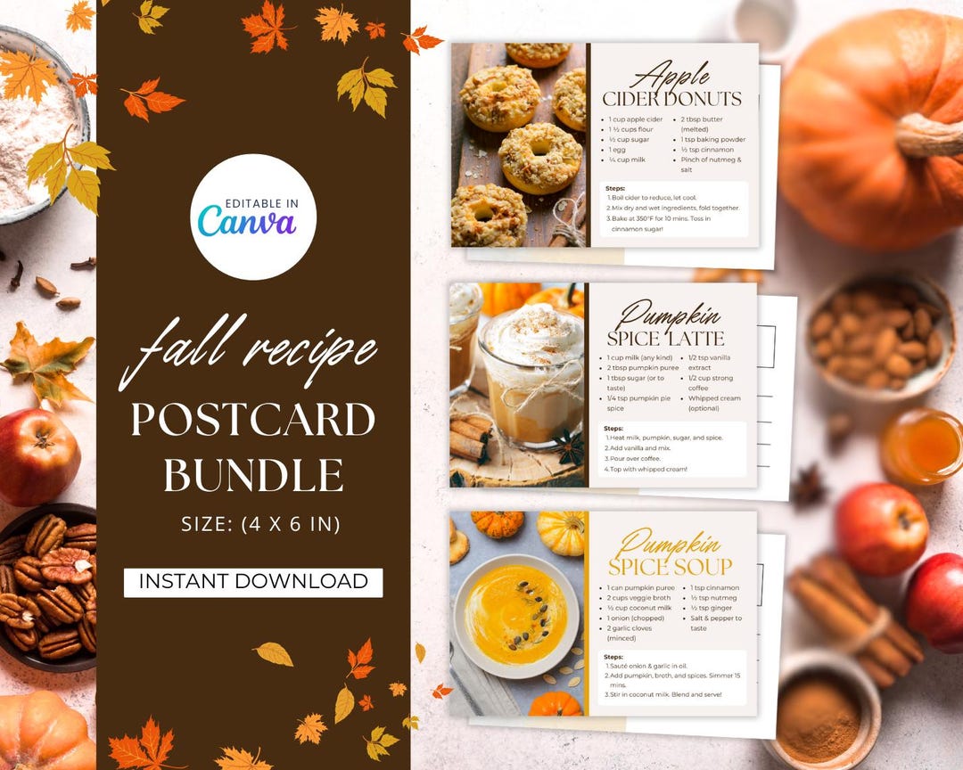Fall Recipe and Realtor Prospecting Postcards, Thanksgiving, Fall ...