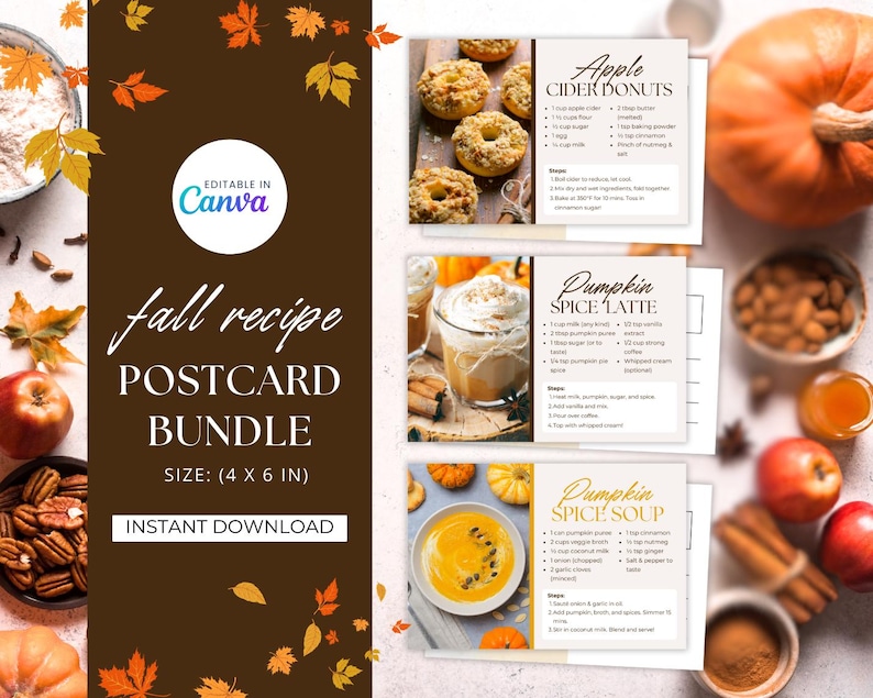 Fall Recipe and Realtor Prospecting Postcards, Thanksgiving, Fall ...