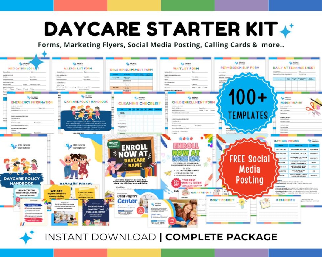 Editable Home Daycare Starter Kit Forms Childcare Contract and ...
