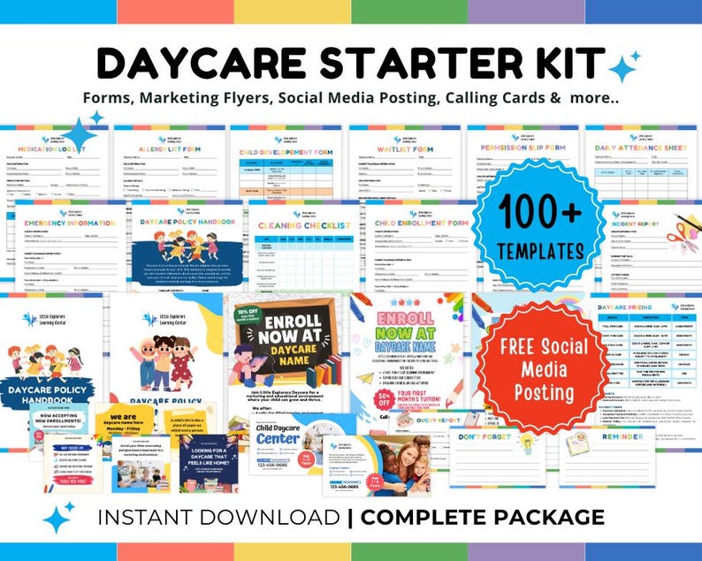 Editable Home Daycare Starter Kit Forms Childcare Contract and ...