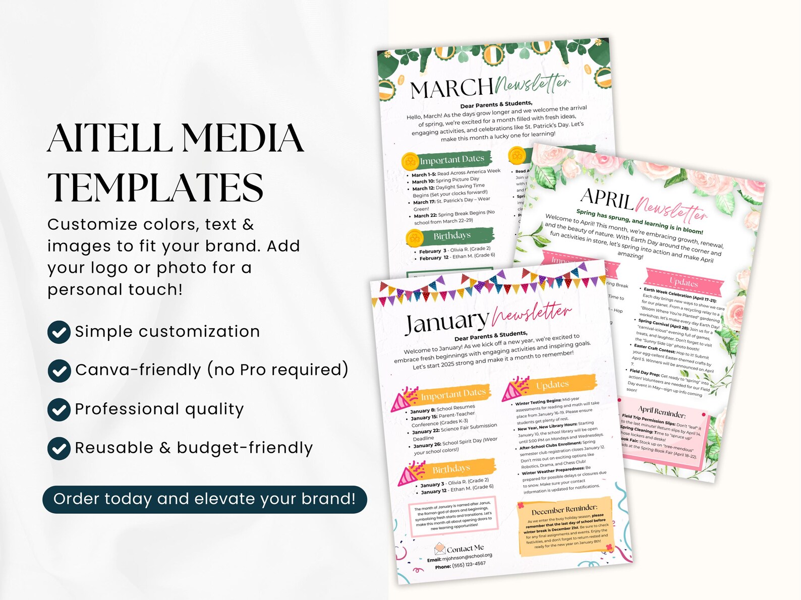 Full Year School Newsletter Templates, Meet the Teacher Newsletter ...