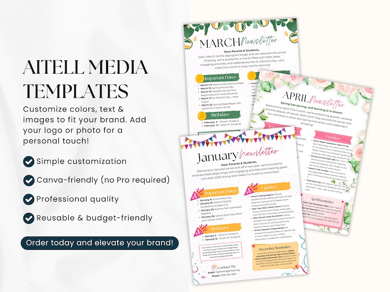 Full Year School Newsletter Templates, Meet the Teacher Newsletter ...