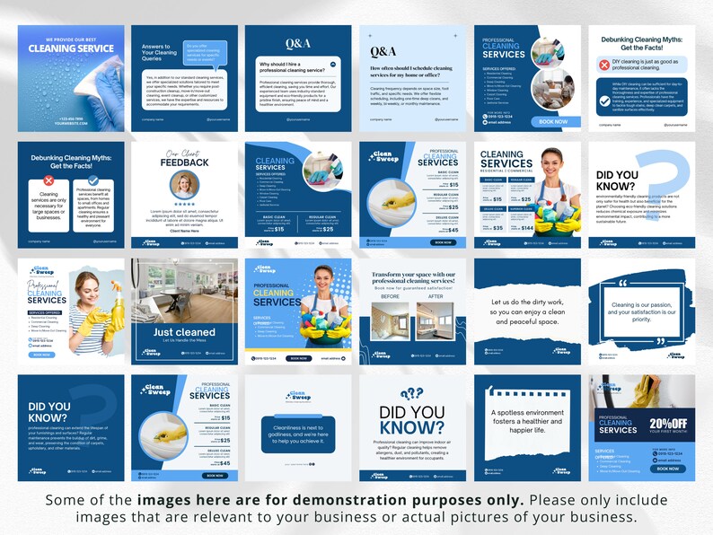 Canva Template for Cleaning Business Social Media Marketing Small ...
