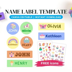 Pastel Color School Name Labels for School Supplies, Back to School ...