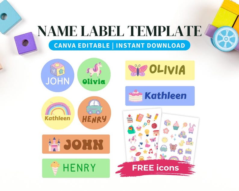 Pastel Color School Name Labels for School Supplies, Back to School ...