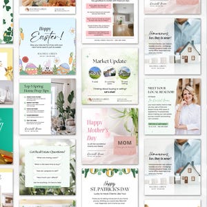 Editable Spring Real Estate Social Media Bundle, Customizable Canva ...