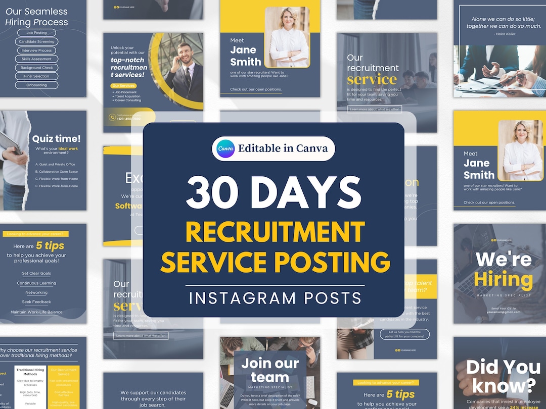 Recruitment Service Canva Instagram Post Template Recruitment Agency ...