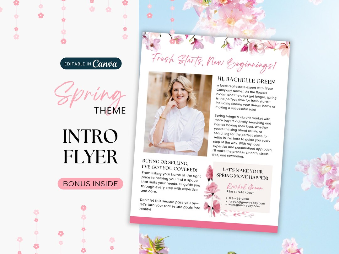 Spring Real Estate Flyer, Editable Canva Realtor Newsletter, March Real ...