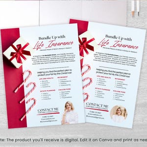 Agent Introduction Christmas Flyer Insurance Template, Canva Insurance ...