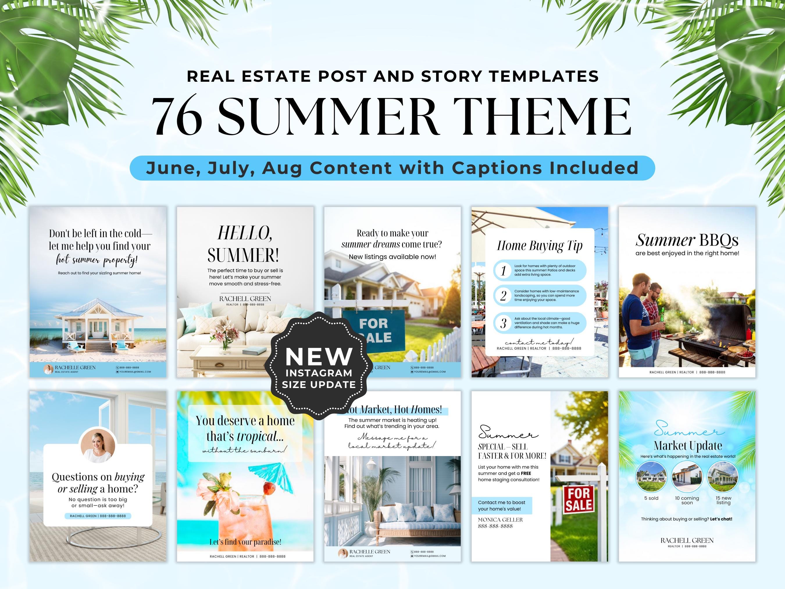 Summer Real Estate Social Media Post Template, Summer Realtor Post ...