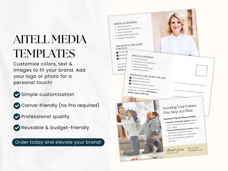 Life Insurance Agent Marketing Postcard Templates, Insurance Broker ...