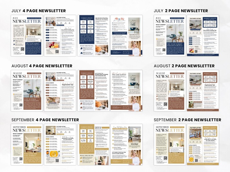 2026 Real Estate Newsletter Template Bundle, Year Long Editable Canva ...
