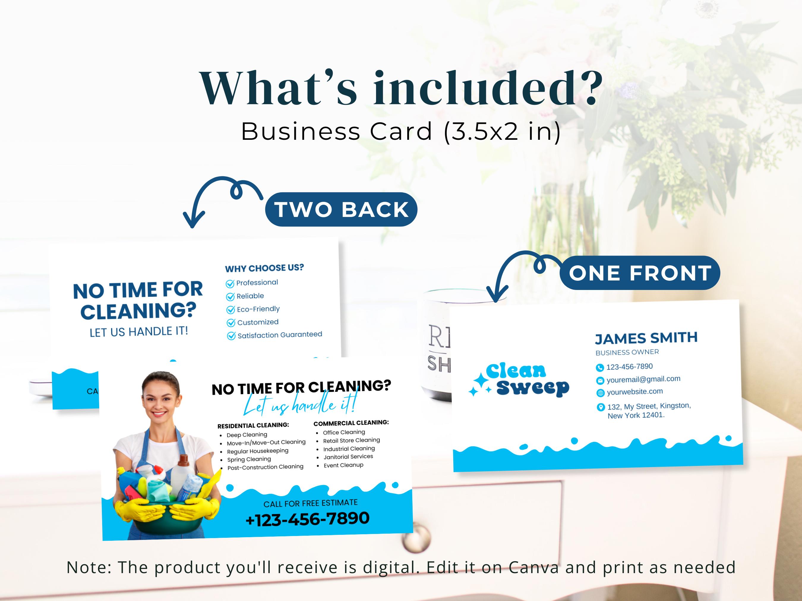 Professional Commercial Cleaning Business Card Template, Modern ...